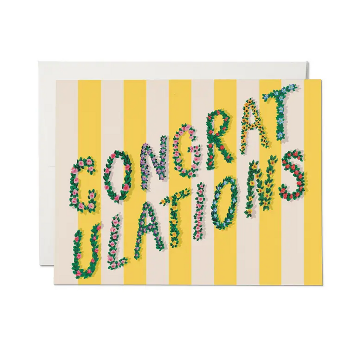 Congratulations Yellow Stripes Greeting Card – Trophy Cupcakes