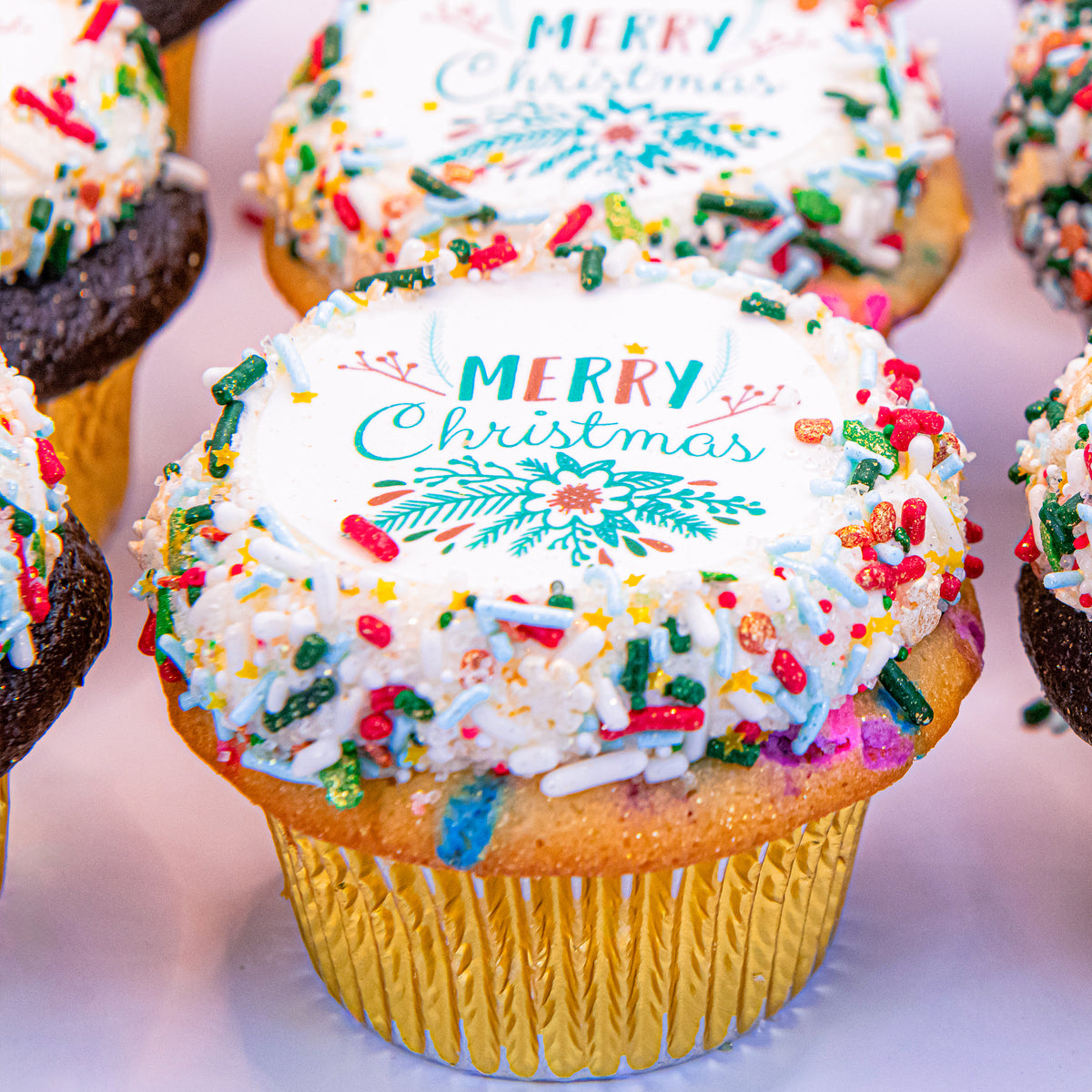 Sweet Greetings Merry Christmas Floral Dozen | Trophy Cupcakes