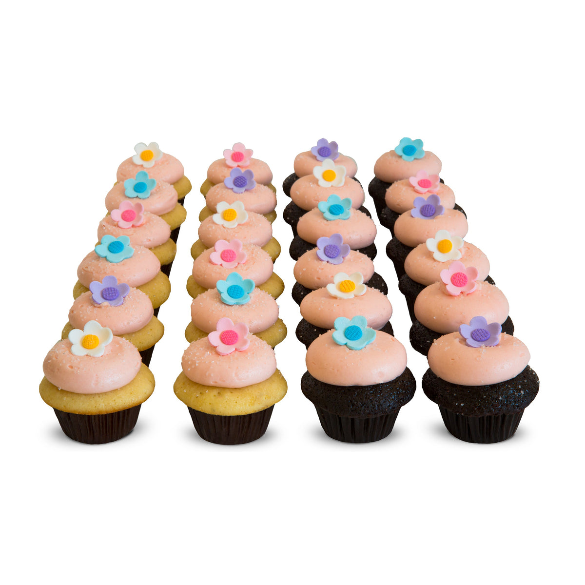 Pink Floral Mini Cupcakes - 2 Dozen – Trophy Cupcakes